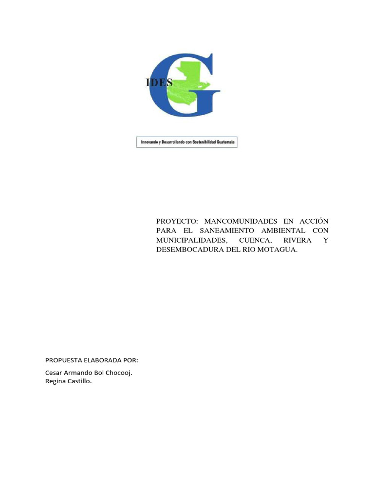 Modelo de Anteproyecto de Saneamiento Ambiental | PDF | Residuos | Río Modelo de Anteproyecto de Saneamiento Ambiental | PDF | Residuos | Río