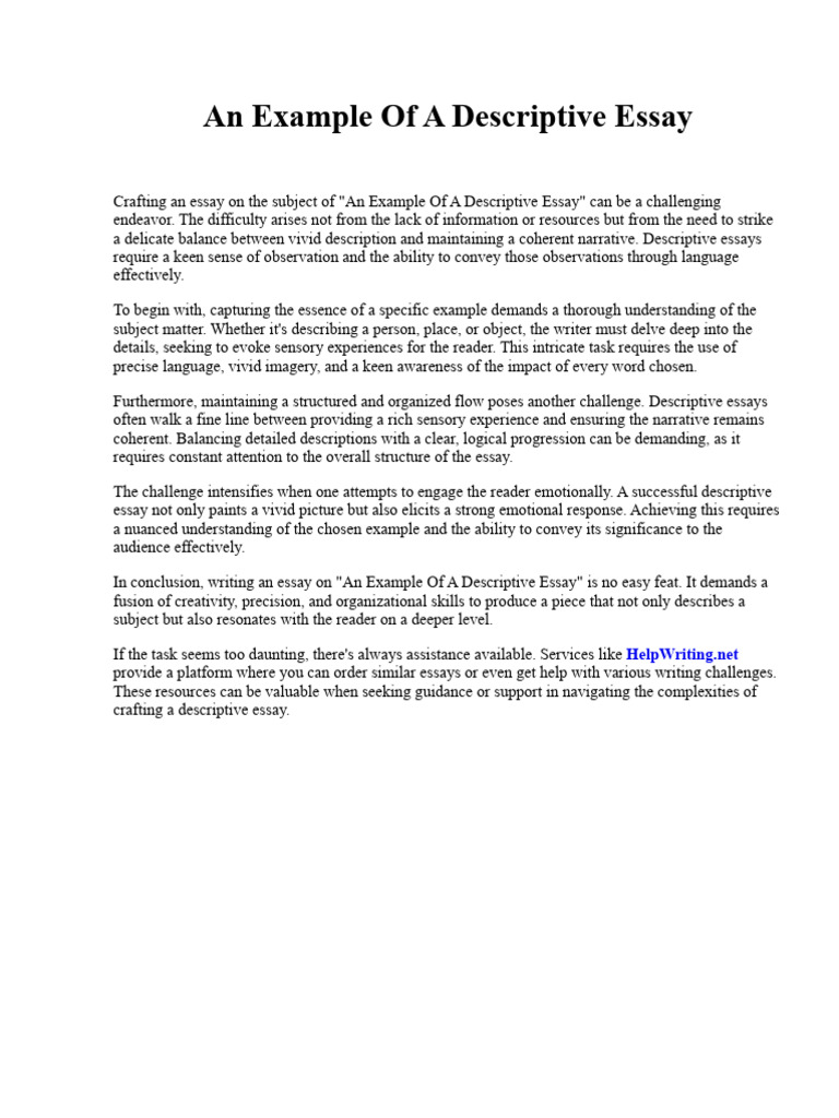 An Example of A Descriptive Essay | PDF | Reactive Oxygen Species ...