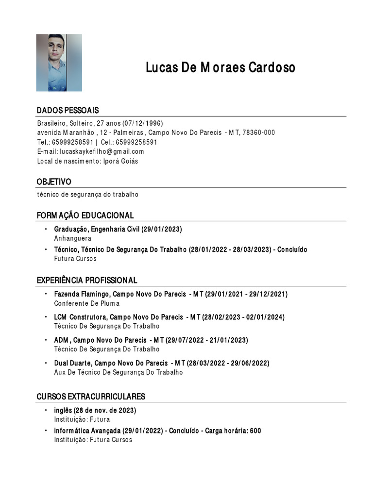 CV Lucas de Moraes Cardoso | PDF