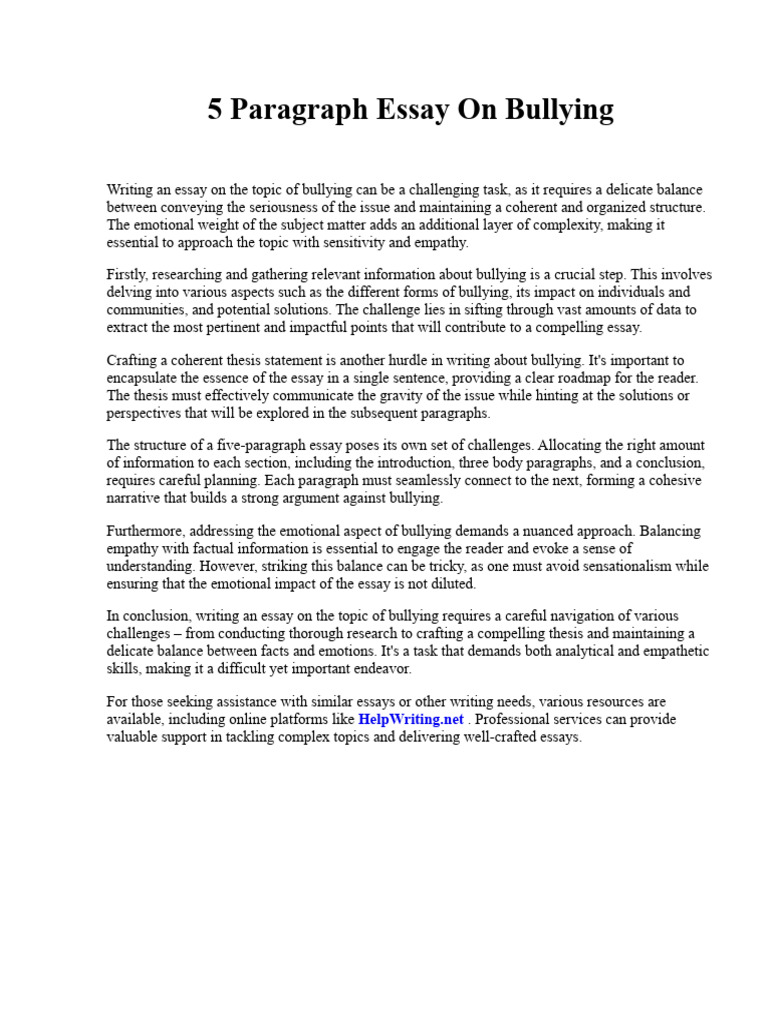 5 Paragraph Essay On Bullying | PDF | Giovanni Boccaccio | Trinity