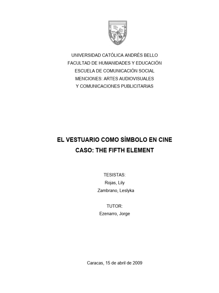 El Vestuario en Cine Caso El Quinto Elemento | PDF | Semiótica | Los ...