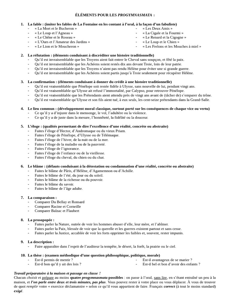 Progymnasmata : Fables et Éloquence | PDF | Fable