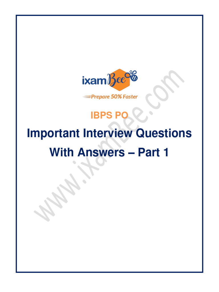 IBPS PO Interview Questions & Answers | PDF | Reserve Bank Of India ...