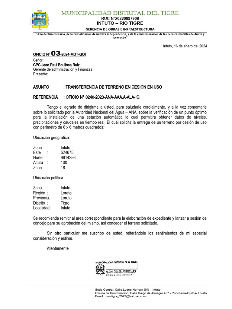 24 Ofi 03 - Solicitud Terreno, Ana | PDF