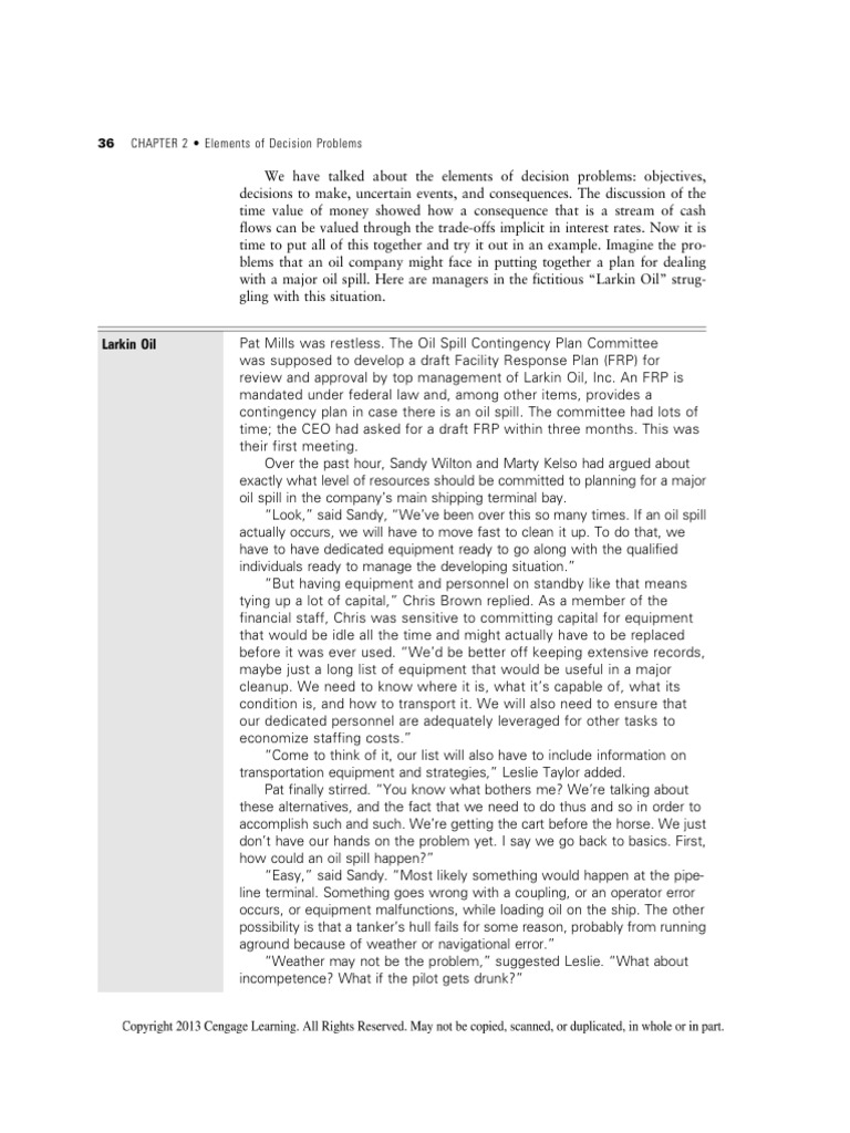 Larkin Oil Case For Descision Analysis | PDF | Oil Spill