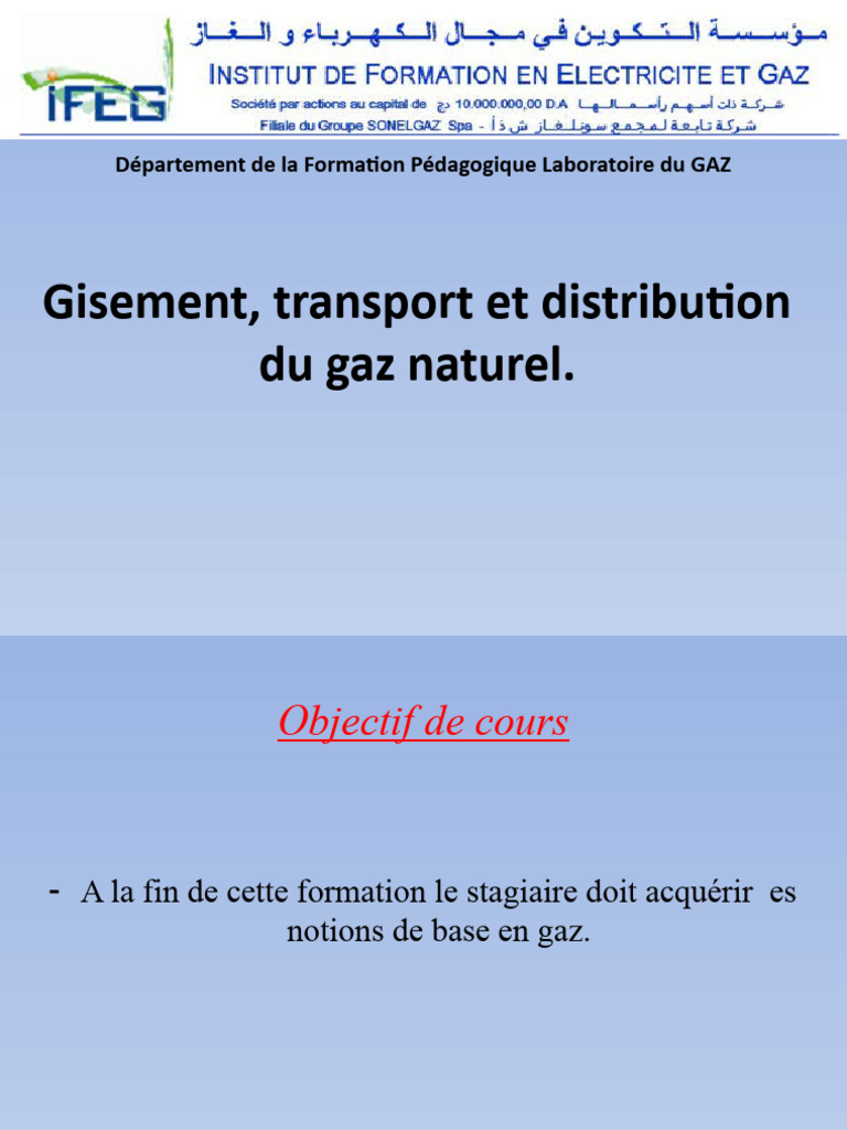 1 Gisement Transport Et Distribution Du Gaz Naturel | PDF | La ...