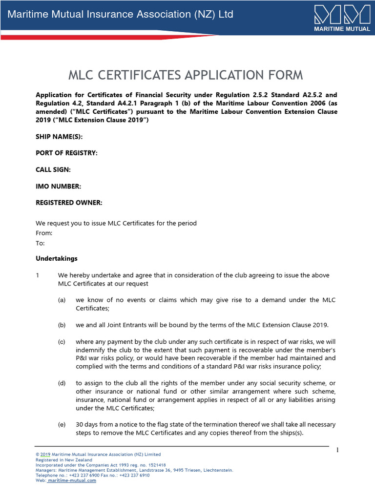 MMIA MLC Application Blank | PDF | Insurance | Indemnity