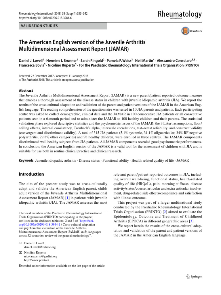 The American English Version of The Juvenile Arthr | PDF | Likert Scale ...