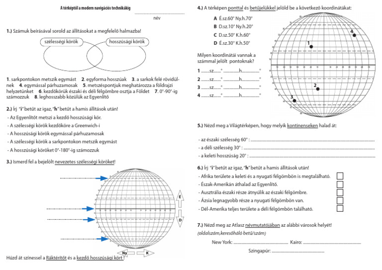 A Térképtől A Modern Navigációs Technikákig 6.oszt | PDF