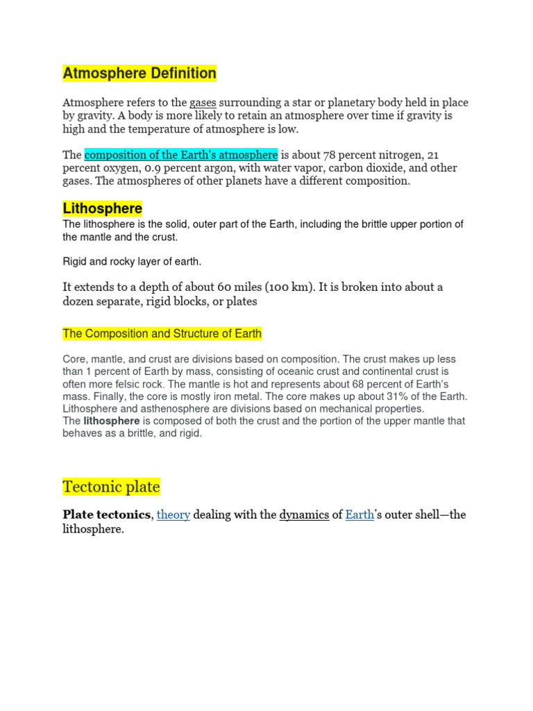 Atmosphere Pdf Rock Geology Plate Tectonics