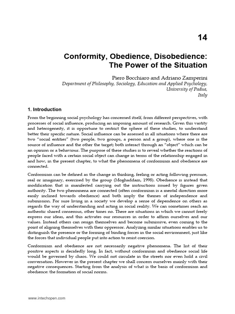 Conformity and Obedience in Social Influence | PDF | Obedience (Human ...
