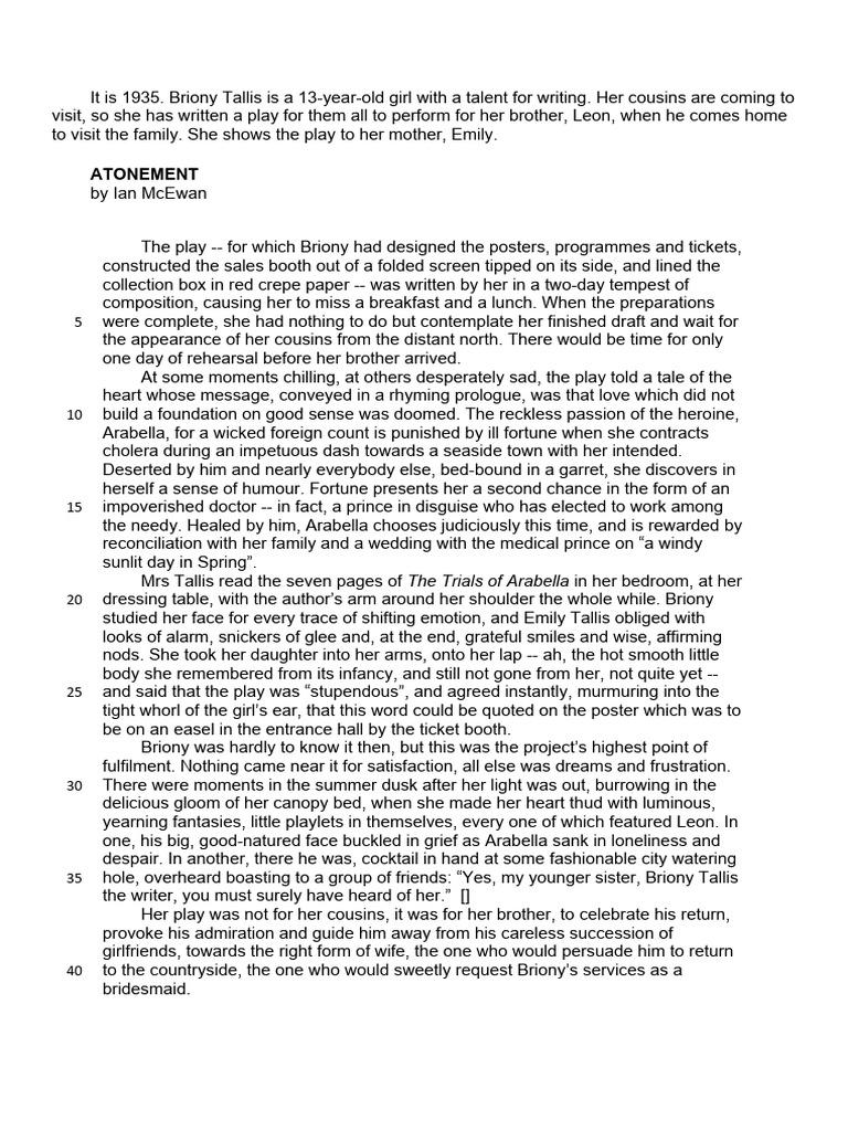 English Language Paper 1 Atonement | PDF | Thought | Verb