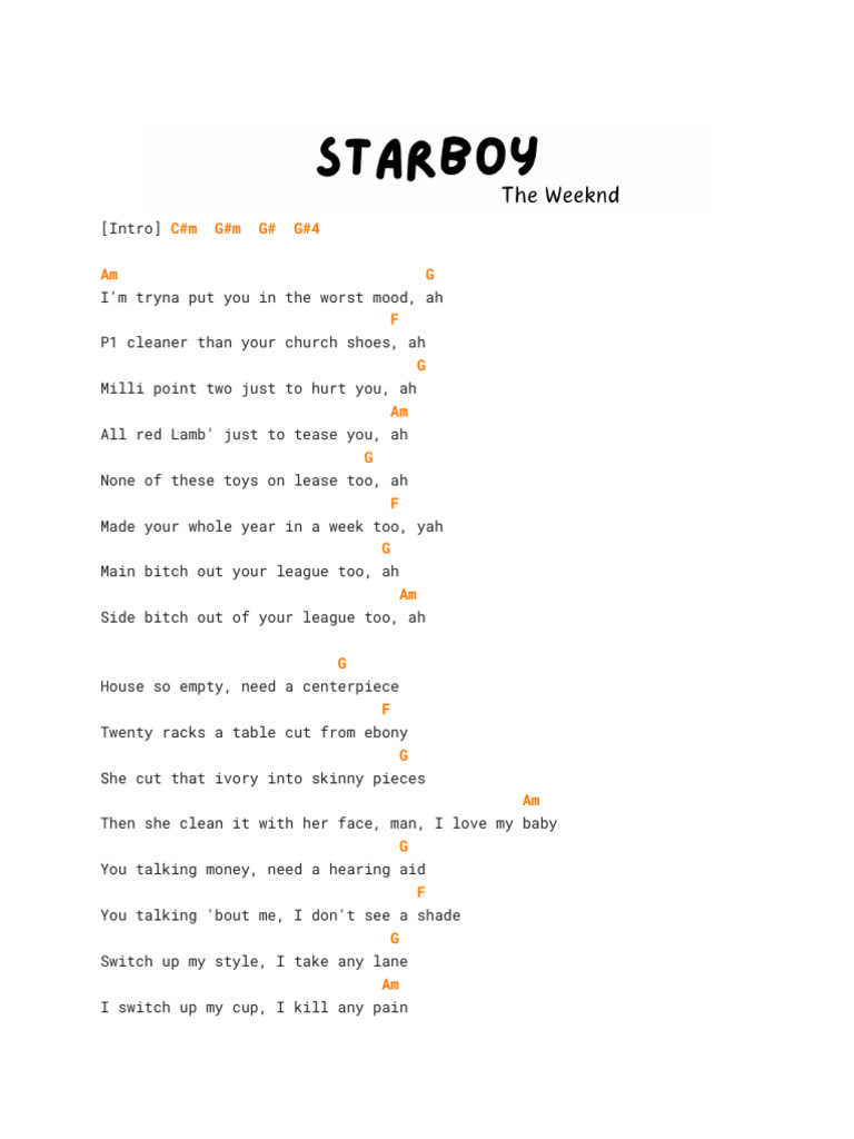Starboy-The weeknd | PDF | Songs Written