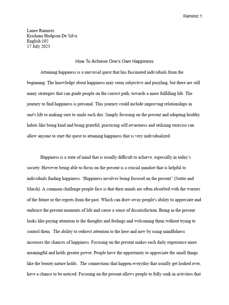 Happiness Essay | PDF | Gratitude | Happiness