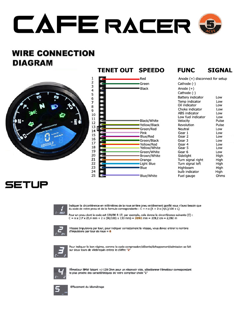 WIRE CONNECTION DIAGRAM - CAFE RACER | PDF | Electricity | Electrical ...