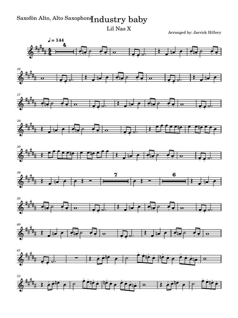 Industry Baby Lil Nas X Marching Band Arrangement-Saxofón Alto, Alto ...