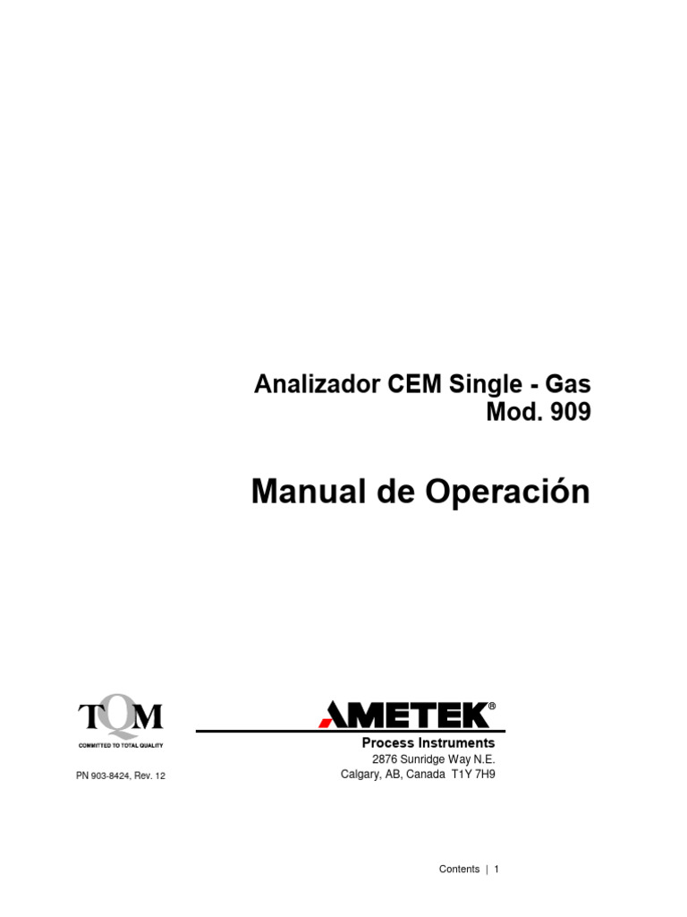 Manual Operativo Analizador CEM 909 | PDF | Óptica | Ligero