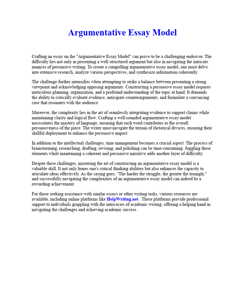 Argumentative Essay Model | PDF | Essays | Adolf Hitler