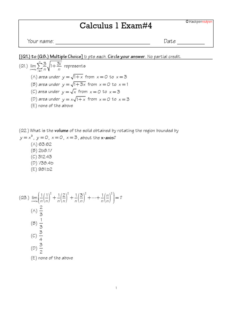 My Calc 1 Exam#4 | PDF | Functions And Mappings | Mathematical Relations