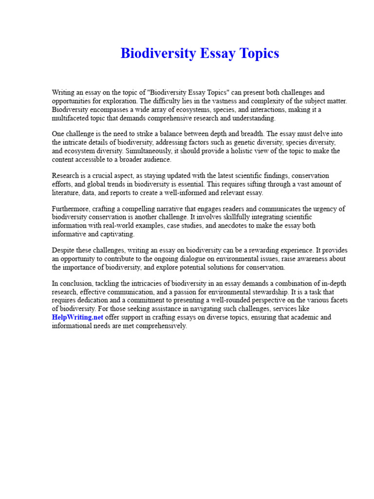 Biodiversity Essay Topics | Download Free PDF | Biodiversity | Simulation