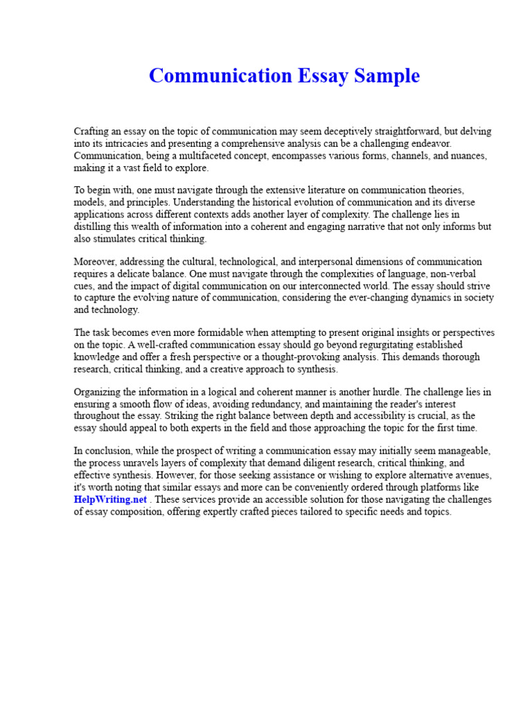 Communication Essay Sample | PDF | S Corporation | Pipeline Transport