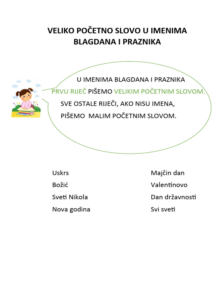 Veliko Početno Slovo U Imenima Blagdana I Praznika | PDF