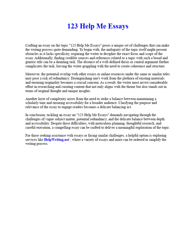 123 Help Me Essays | PDF | Non Commissioned Officer | Essays
