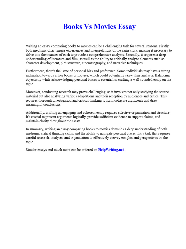 Books Vs Movies Essay | PDF | Augustus | Giant Panda