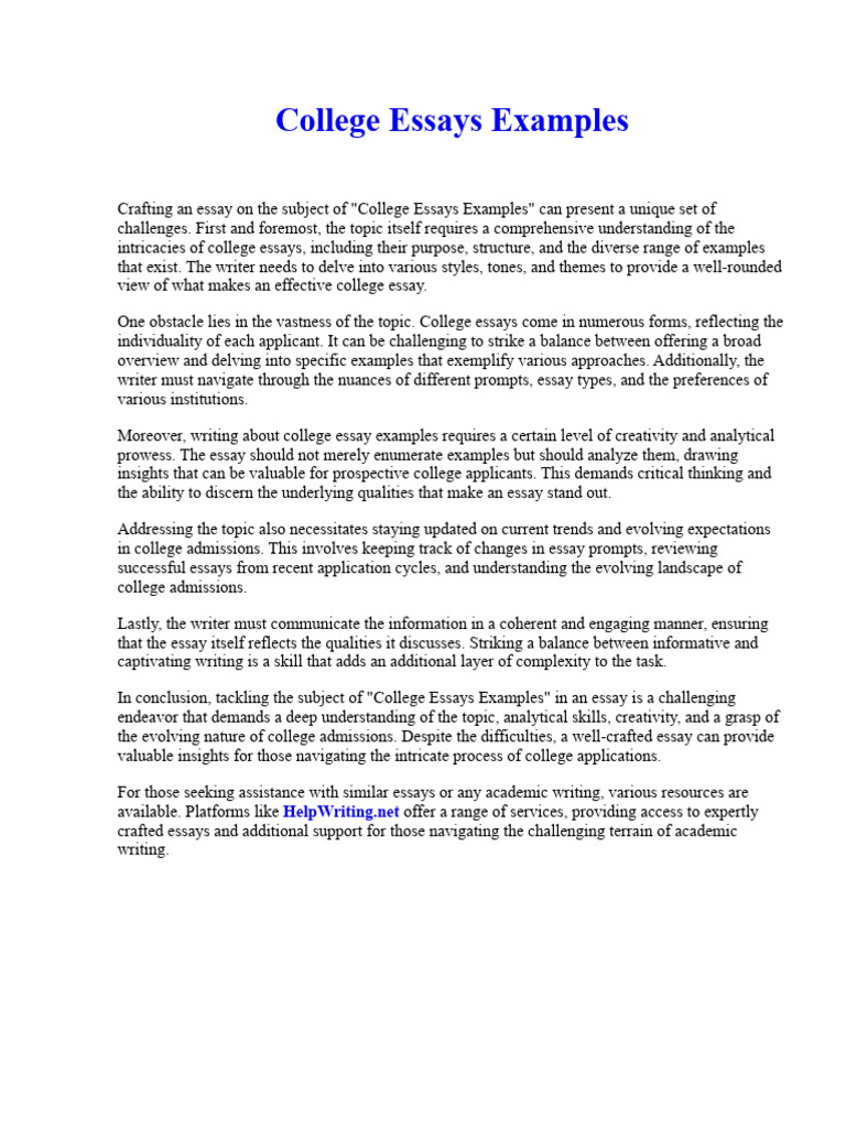 College Essays Examples | PDF | Essays | Placebo