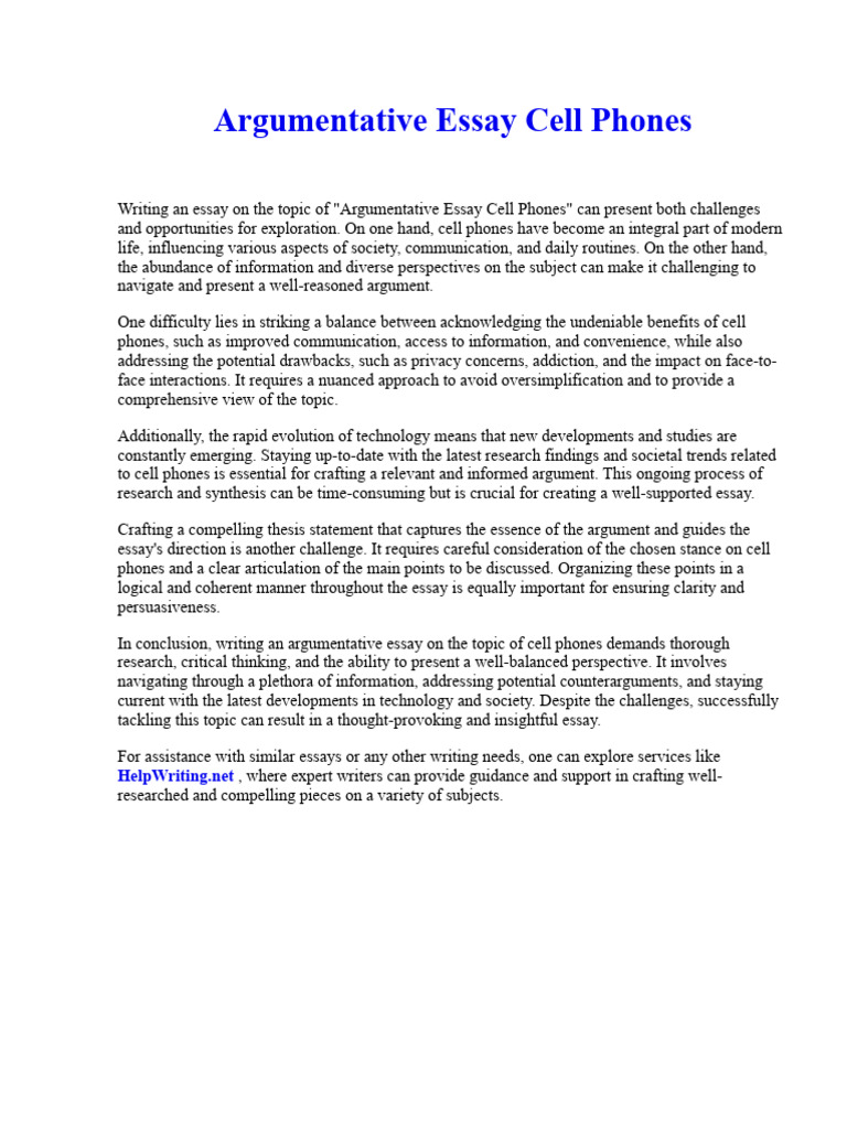 Argumentative Essay Cell Phones | PDF | Ebenezer Scrooge | A Christmas ...