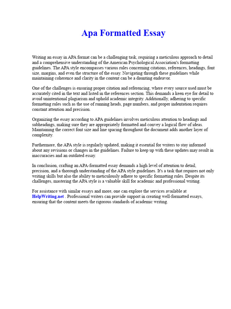 Apa Formatted Essay | PDF | Apa Style