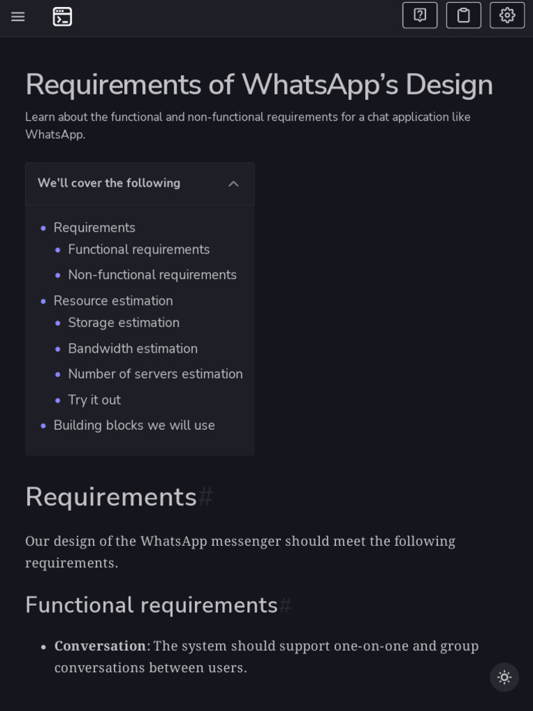 Requirements of WhatsApp's Design | PDF | Instant Messaging | Server (Computing)