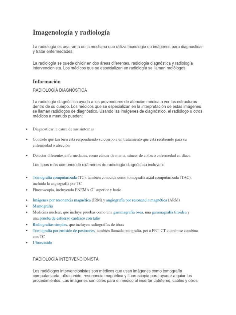 Imagenología y Radiología | PDF | Radiología | Imagenes medicas