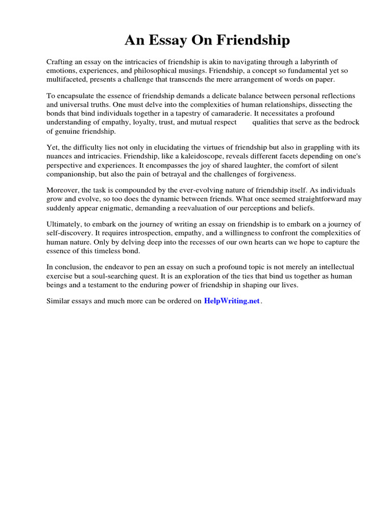 An Essay On Friendship | PDF | Gastroesophageal Reflux Disease | New ...