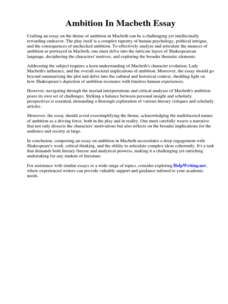Ambition in Macbeth Essay | PDF | Dominance (Genetics) | Zygosity