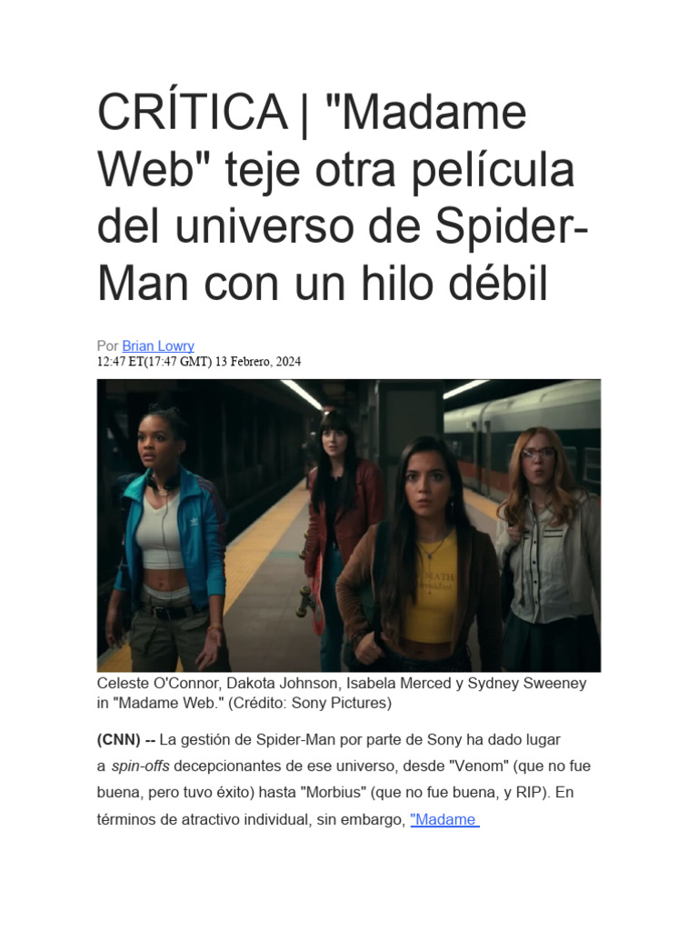 Crítica de Cine | PDF | Hombre araña