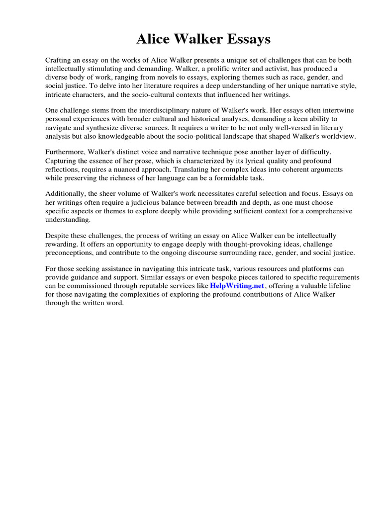 Alice Walker Essays | PDF | Tobacco Smoking | Addiction