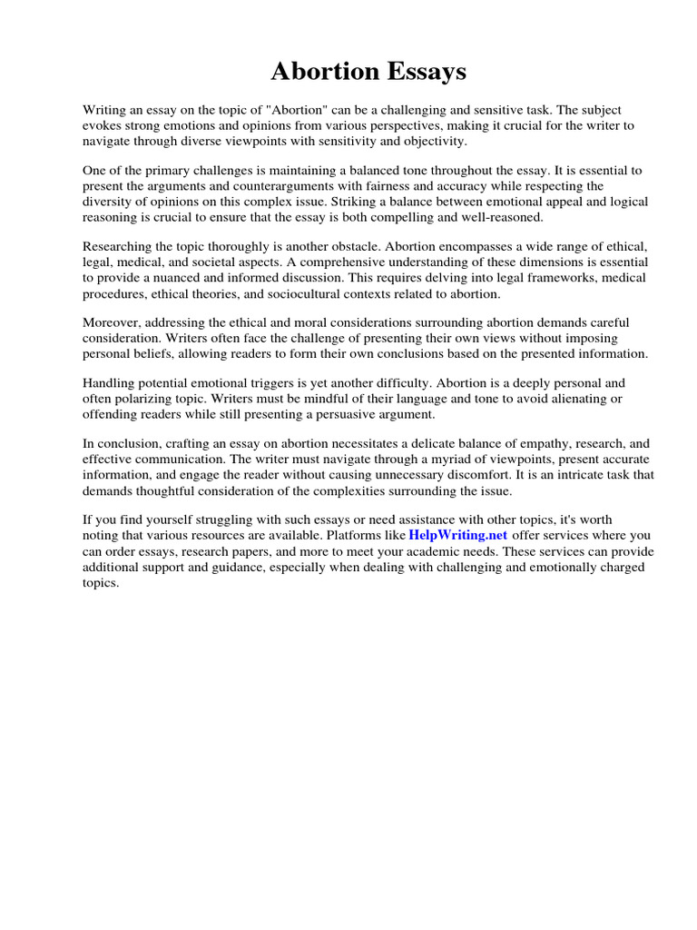 Abortion Essays | PDF | Beach | Mental Disorder