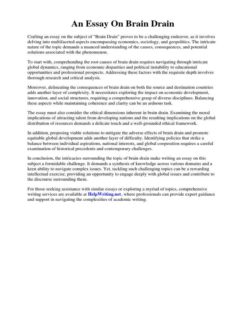 An Essay On Brain Drain | PDF | Embryonic Stem Cell | Compact Disc