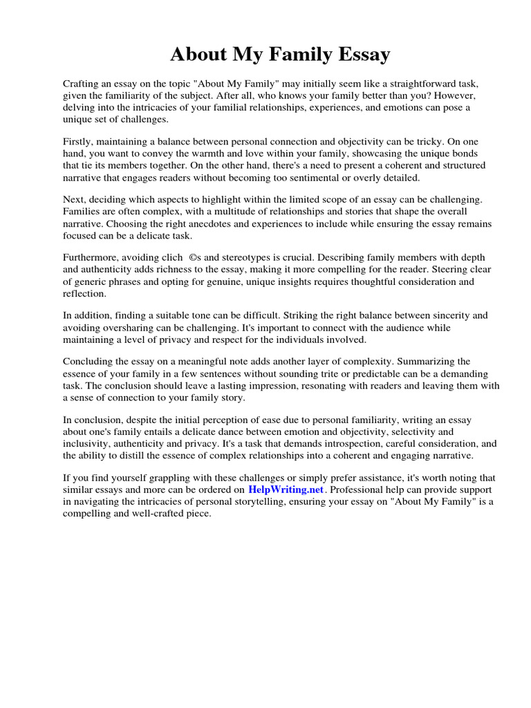 About My Family Essay | PDF | Violence | Cancer