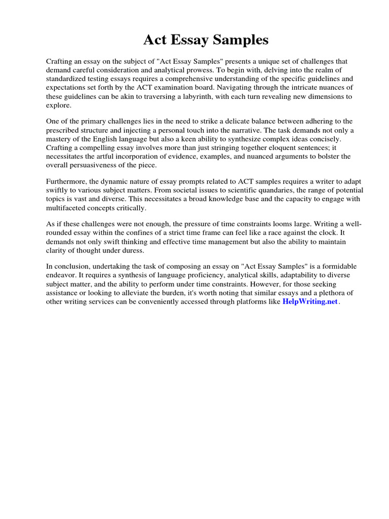 ACT Essay Writing Challenges | PDF | Human Development Index ...