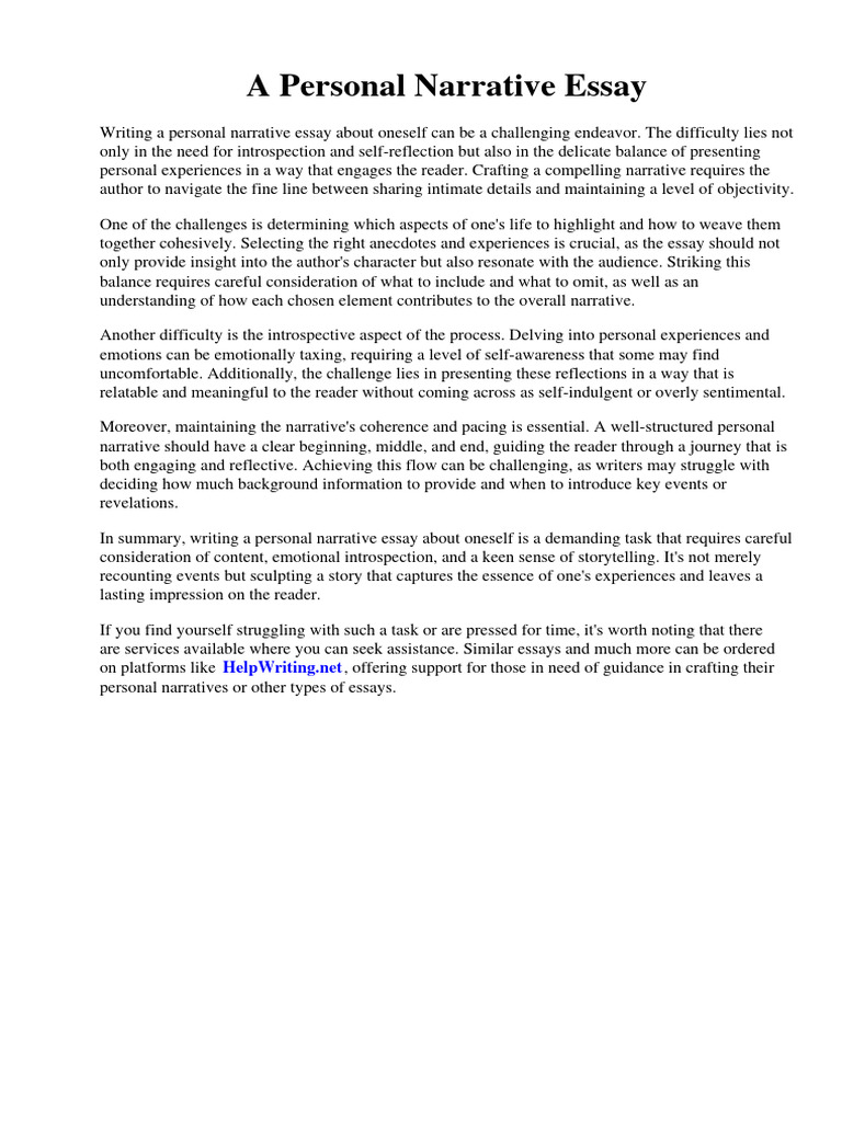 A Personal Narrative Essay | PDF | Polymers | Human Digestive System