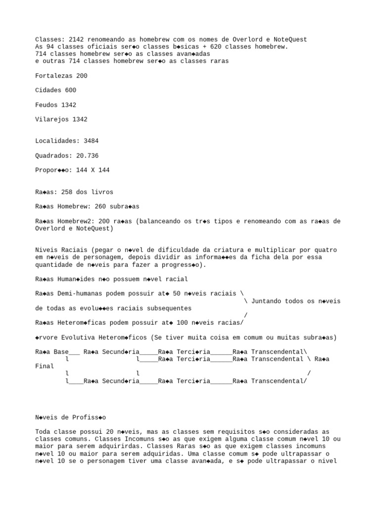 Classes Homebrew para Overlord e NoteQuest | PDF