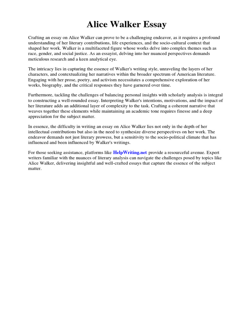 Alice Walker Essay | PDF | Intensive Animal Farming | Atlantic Slave Trade