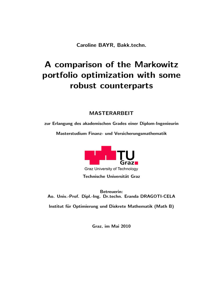 A Comparison of The Markowitz | PDF | Modern Portfolio Theory ...