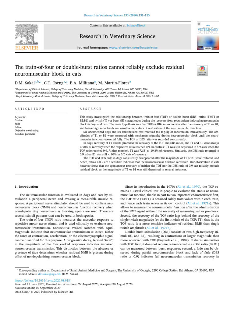 The Train-Of-Four or Double-Burst Ratios Cannot Reliably Exclude ...