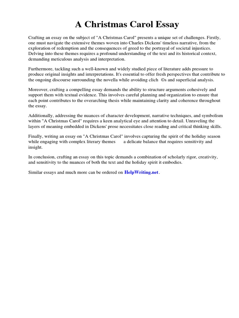 A Christmas Carol Essay | PDF | Drug Rehabilitation | Prescription Drugs