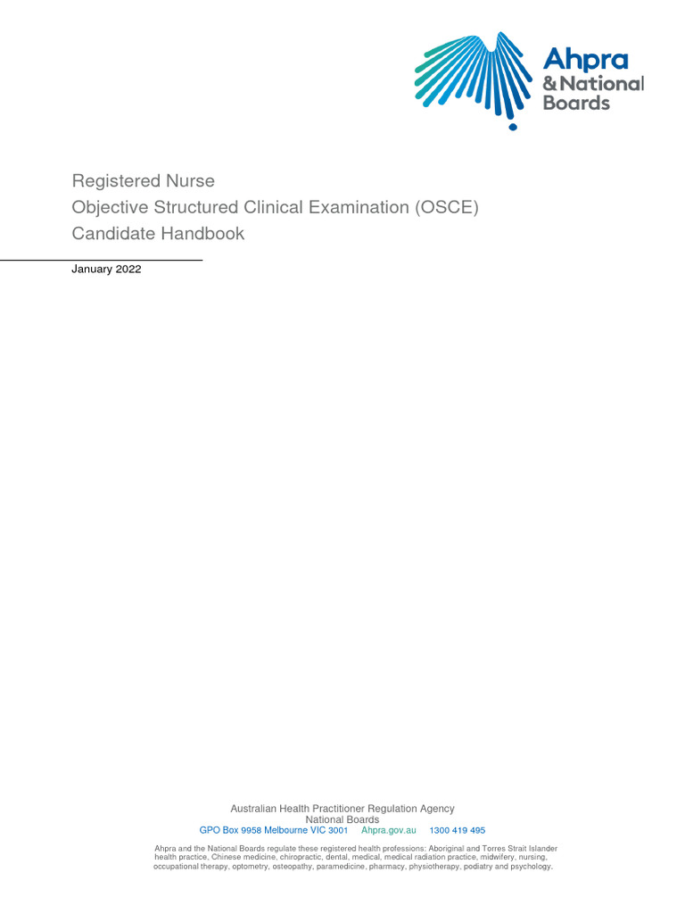 Nursing and Midwifery Board Candidate Handbook RN OSCE Examination | PDF | Nursing | Patient
