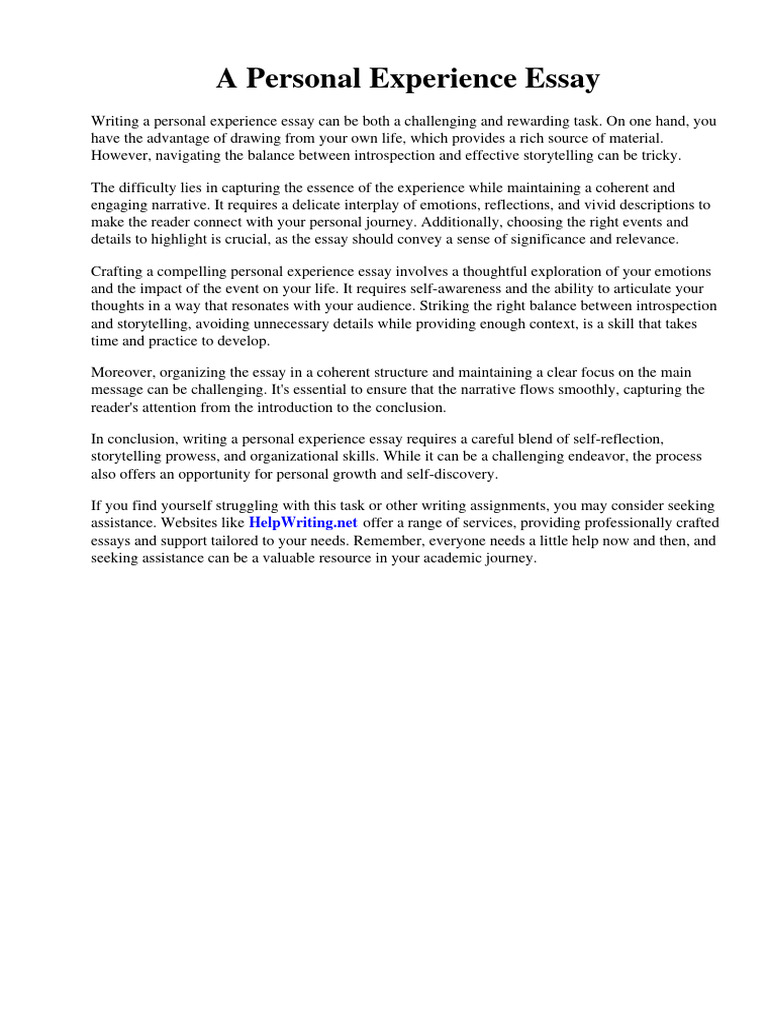 Writing Personal Experience Essays | PDF | Methicillin Resistant ...