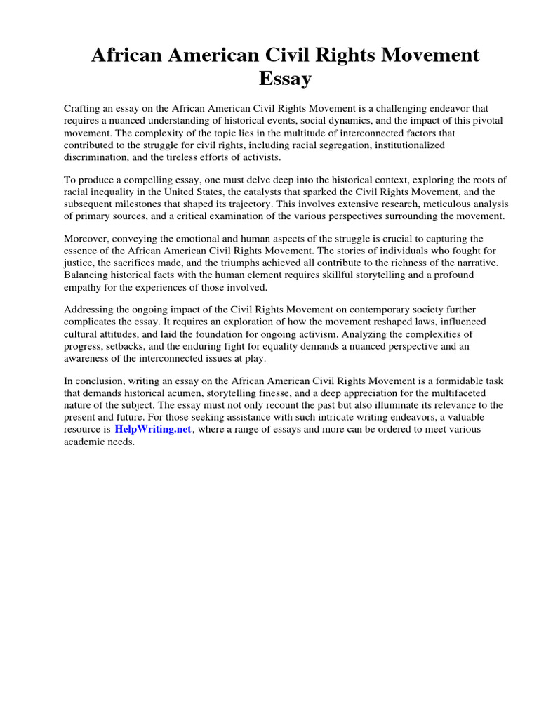 African American Civil Rights Movement Essay | PDF | Restriction Enzyme ...